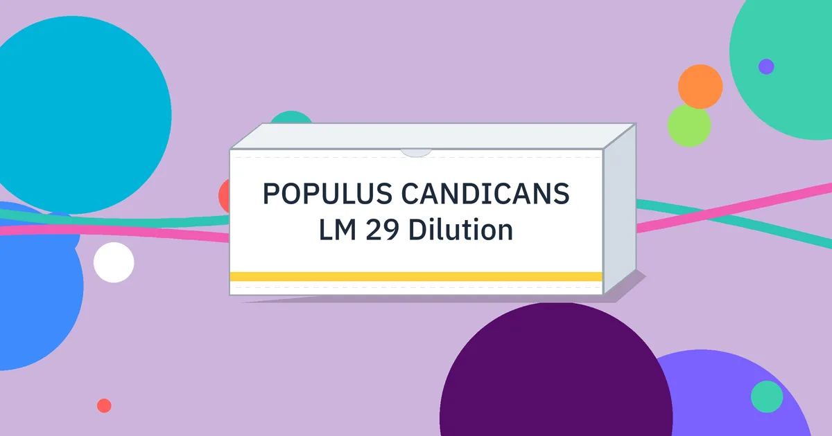 Symbolbild: Packung mit der Aufschrift POPULUS CANDICANS LM 29 Dilution (PZN 13664492) – Verfügbarkeit und Bezug in Apotheken in Frankfurt am Main