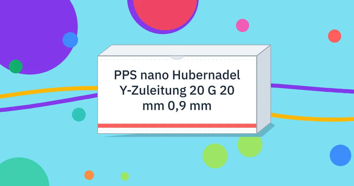 Symbolbild: Packung mit der Aufschrift PPS nano Hubernadel Y-Zuleitung 20 G 20 mm 0,9 mm (PZN 18195381) – Verfügbarkeit und Bezug in Apotheken in Frankfurt am Main