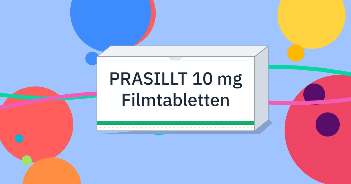 Symbolbild: Packung mit der Aufschrift PRASILLT 10 mg Filmtabletten (PZN 15240112) – Verfügbarkeit und Bezug in Apotheken in Frankfurt am Main