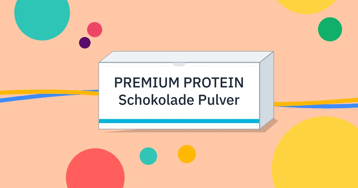 Symbolbild: Packung mit der Aufschrift PREMIUM PROTEIN Schokolade Pulver (PZN 12458856) – Verfügbarkeit und Bezug in Apotheken in Frankfurt am Main
