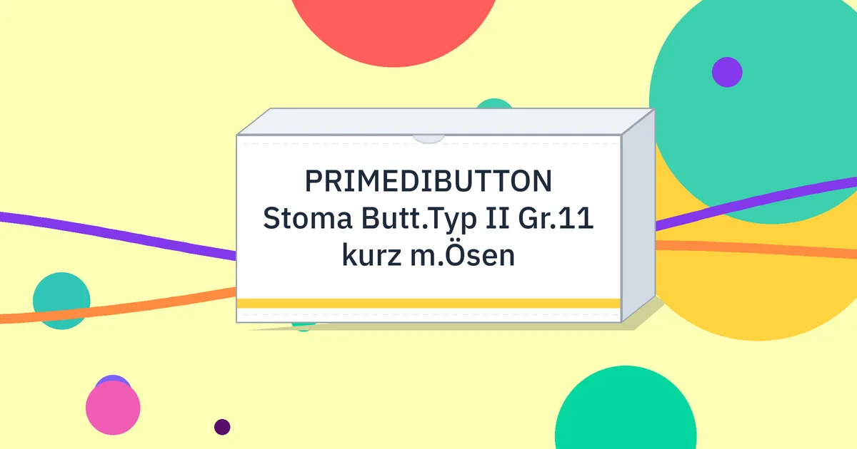 Symbolbild: Packung mit der Aufschrift PRIMEDIBUTTON Stoma Butt.Typ II Gr.11 kurz m.Ösen (PZN 10791327) – Verfügbarkeit und Bezug in Apotheken in Frankfurt am Main