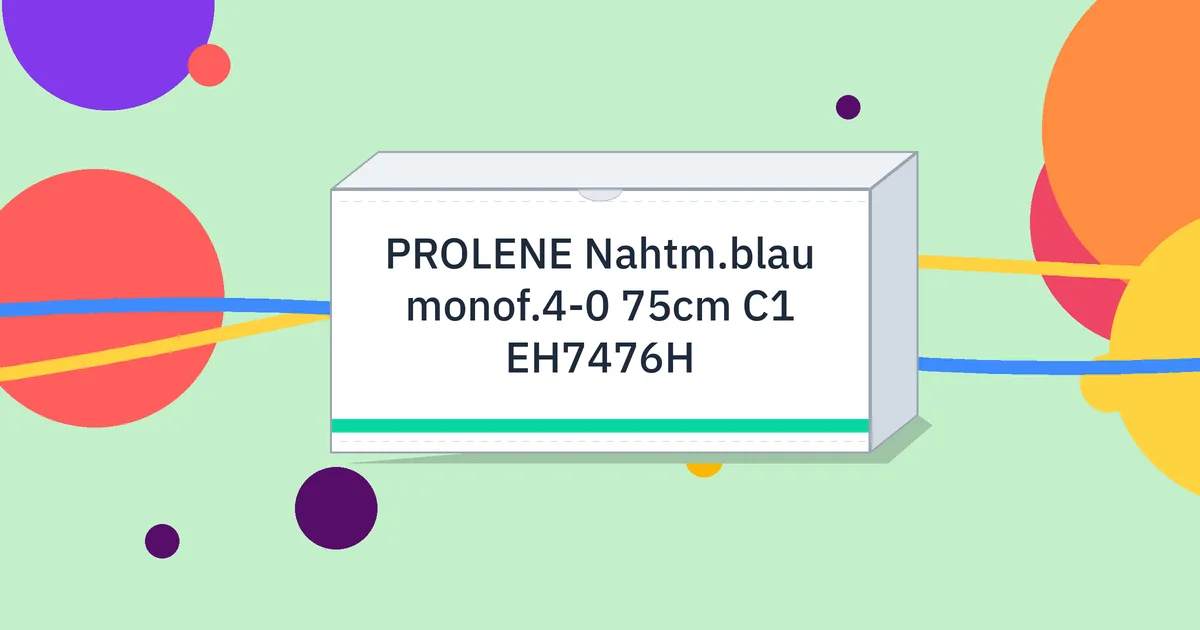Symbolbild: Packung mit der Aufschrift PROLENE Nahtm.blau monof.4-0 75cm C1 EH7476H (PZN 16254843) – Verfügbarkeit und Bezug in Apotheken in Frankfurt am Main