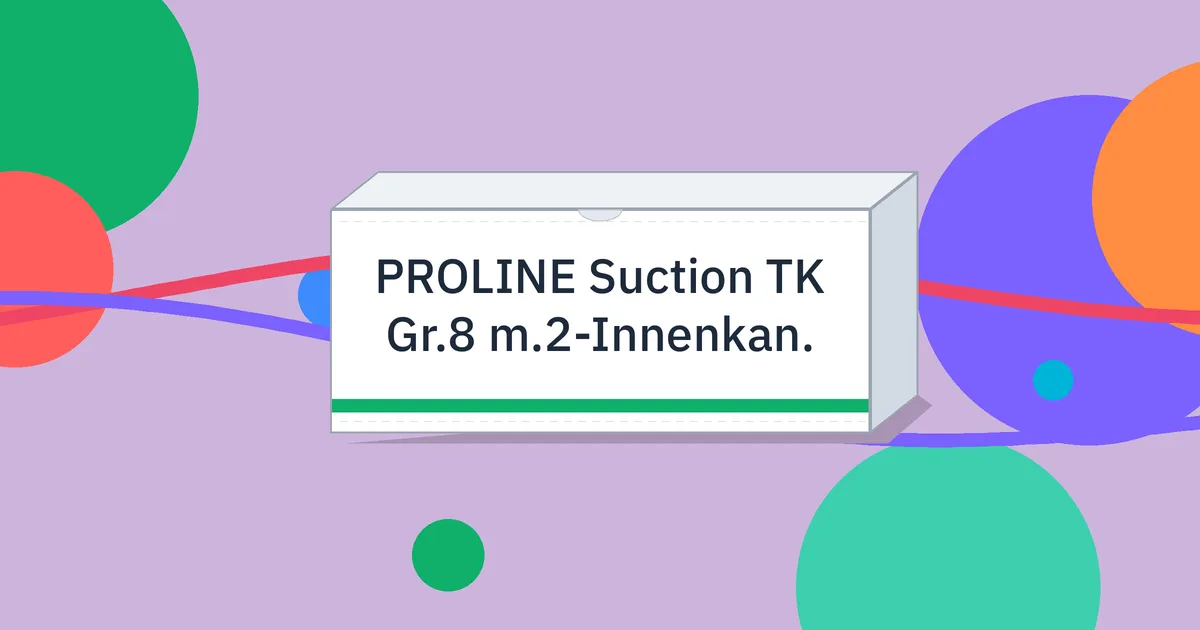 Symbolbild: Packung mit der Aufschrift PROLINE Suction TK Gr.8 m.2-Innenkan. (PZN 16148153) – Verfügbarkeit und Bezug in Apotheken in Frankfurt am Main