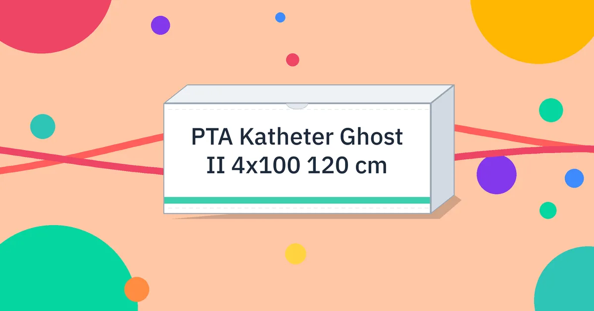 Symbolbild: Packung mit der Aufschrift PTA Katheter Ghost II 4x100 120 cm (PZN 00106796) – Verfügbarkeit und Bezug in Apotheken in Frankfurt am Main