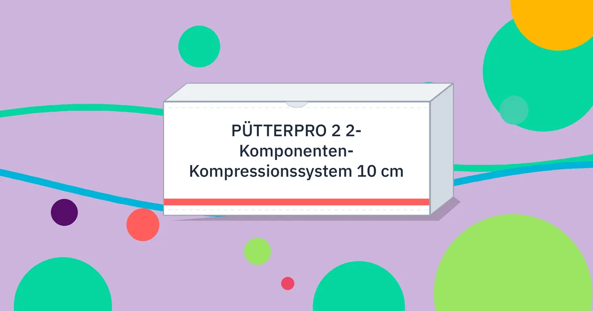 Symbolbild: Packung mit der Aufschrift PÜTTERPRO 2 2-Komponenten-Kompressionssystem 10 cm (PZN 20312210) – Verfügbarkeit und Bezug in Apotheken in Frankfurt am Main