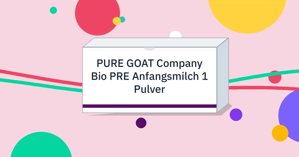 Symbolbild: Packung mit der Aufschrift PURE GOAT Company Bio PRE Anfangsmilch 1 Pulver (PZN 18017432) – Verfügbarkeit und Bezug in Apotheken in Frankfurt am Main