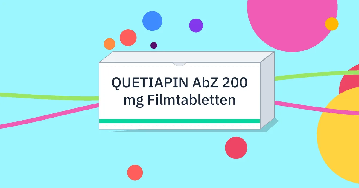 Symbolbild: Packung mit der Aufschrift QUETIAPIN AbZ 200 mg Filmtabletten (PZN 09246286) – Verfügbarkeit und Bezug in Apotheken in Frankfurt am Main