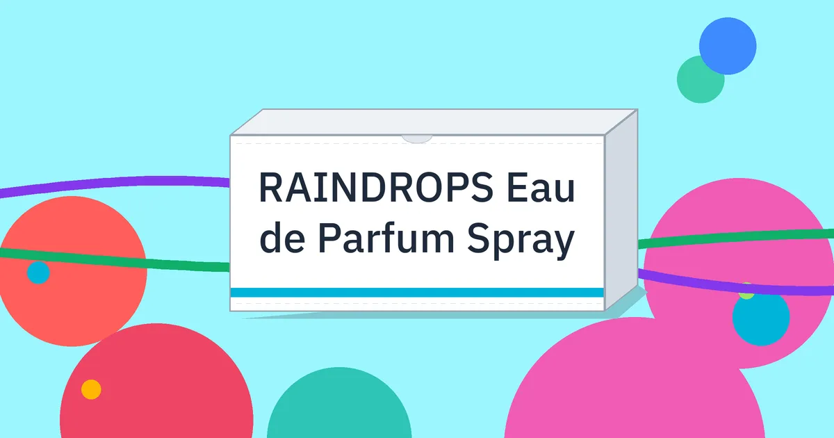 Symbolbild: Packung mit der Aufschrift RAINDROPS Eau de Parfum Spray (PZN 03528167) – Verfügbarkeit und Bezug in Apotheken in Frankfurt am Main