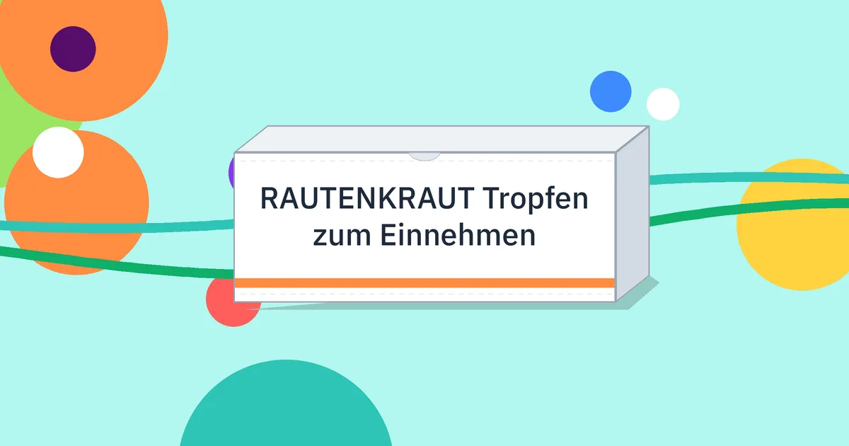 Symbolbild: Packung mit der Aufschrift RAUTENKRAUT Tropfen zum Einnehmen (PZN 11602707) – Verfügbarkeit und Bezug in Apotheken in Frankfurt am Main