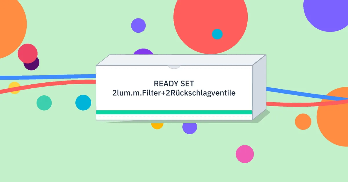 Symbolbild: Packung mit der Aufschrift READY SET 2lum.m.Filter+2Rückschlagventile (PZN 02166785) – Verfügbarkeit und Bezug in Apotheken in Frankfurt am Main