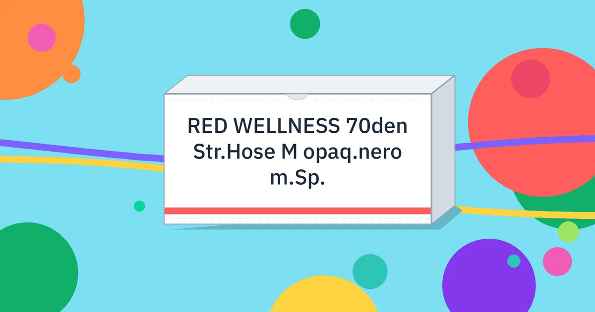 Symbolbild: Packung mit der Aufschrift RED WELLNESS 70den Str.Hose M opaq.nero m.Sp. (PZN 16176497) – Verfügbarkeit und Bezug in Apotheken in Frankfurt am Main