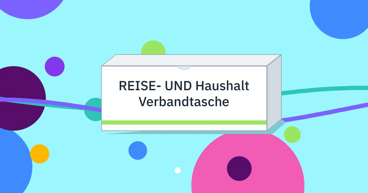 Symbolbild: Packung mit der Aufschrift REISE- UND Haushalt Verbandtasche (PZN 07271274) – Verfügbarkeit und Bezug in Apotheken in Frankfurt am Main