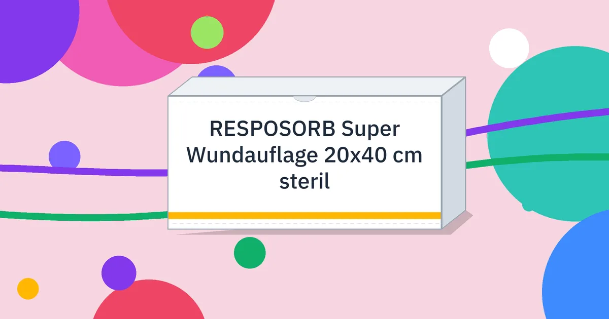 Symbolbild: Packung mit der Aufschrift RESPOSORB Super Wundauflage 20x40 cm steril (PZN 20846489) – Verfügbarkeit und Bezug in Apotheken in Frankfurt am Main
