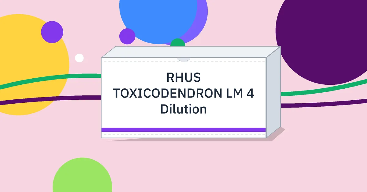 Symbolbild: Packung mit der Aufschrift RHUS TOXICODENDRON LM 4 Dilution (PZN 13053558) – Verfügbarkeit und Bezug in Apotheken in Frankfurt am Main