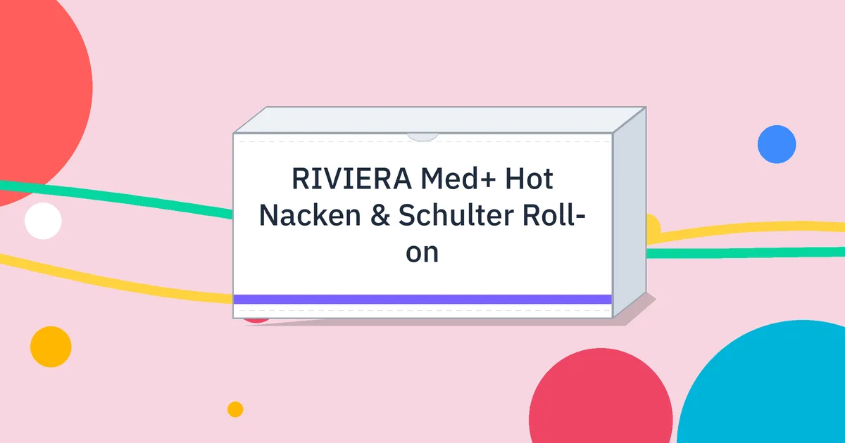 Symbolbild: Packung mit der Aufschrift RIVIERA Med+ Hot Nacken & Schulter Roll-on (PZN 17572893) – Verfügbarkeit und Bezug in Apotheken in Frankfurt am Main
