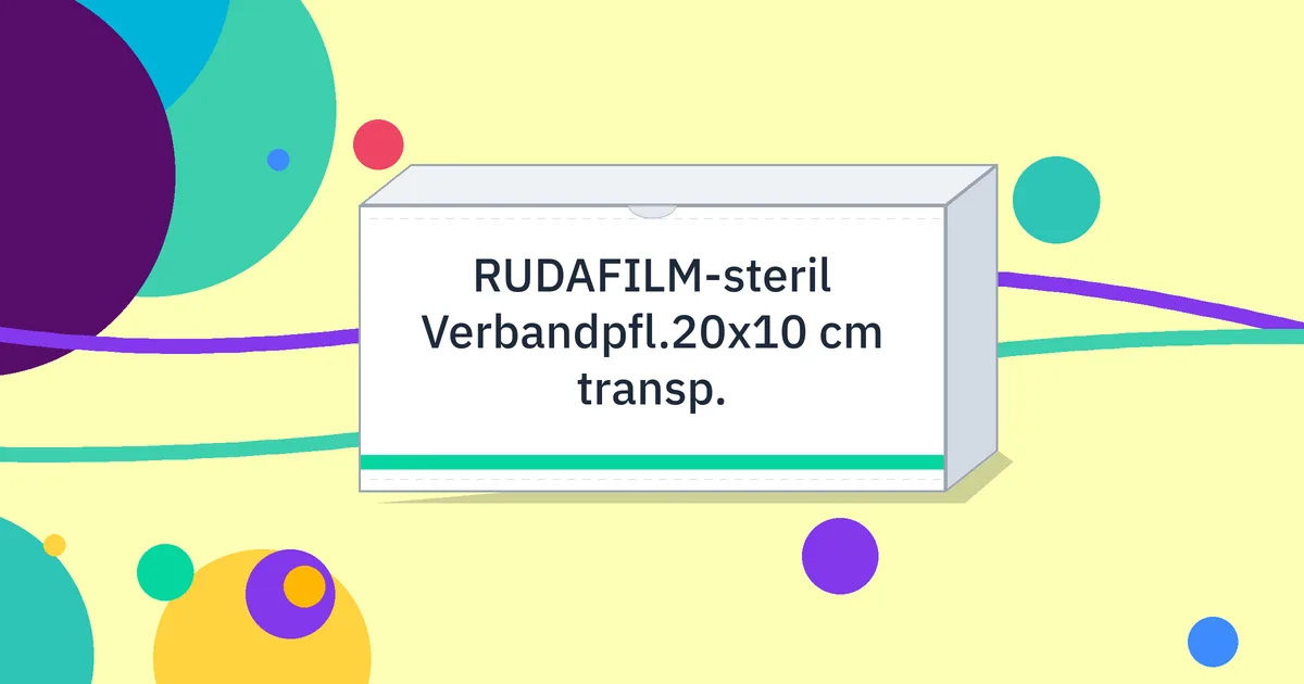 Symbolbild: Packung mit der Aufschrift RUDAFILM-steril Verbandpfl.20x10 cm transp. (PZN 07275941) – Verfügbarkeit und Bezug in Apotheken in Frankfurt am Main