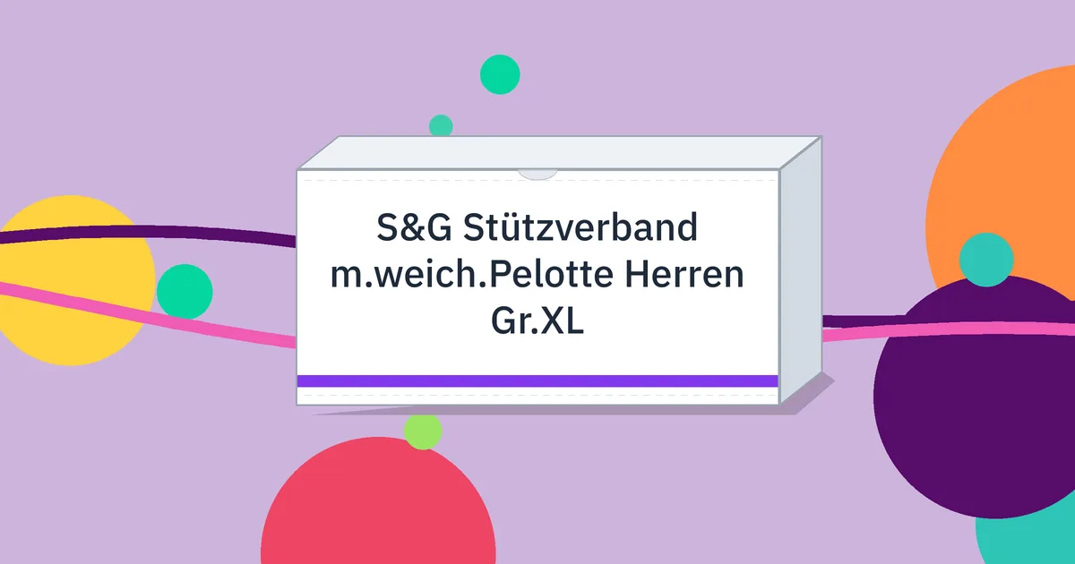 Symbolbild: Packung mit der Aufschrift S&G Stützverband m.weich.Pelotte Herren Gr.XL (PZN 05044835) – Verfügbarkeit und Bezug in Apotheken in Frankfurt am Main