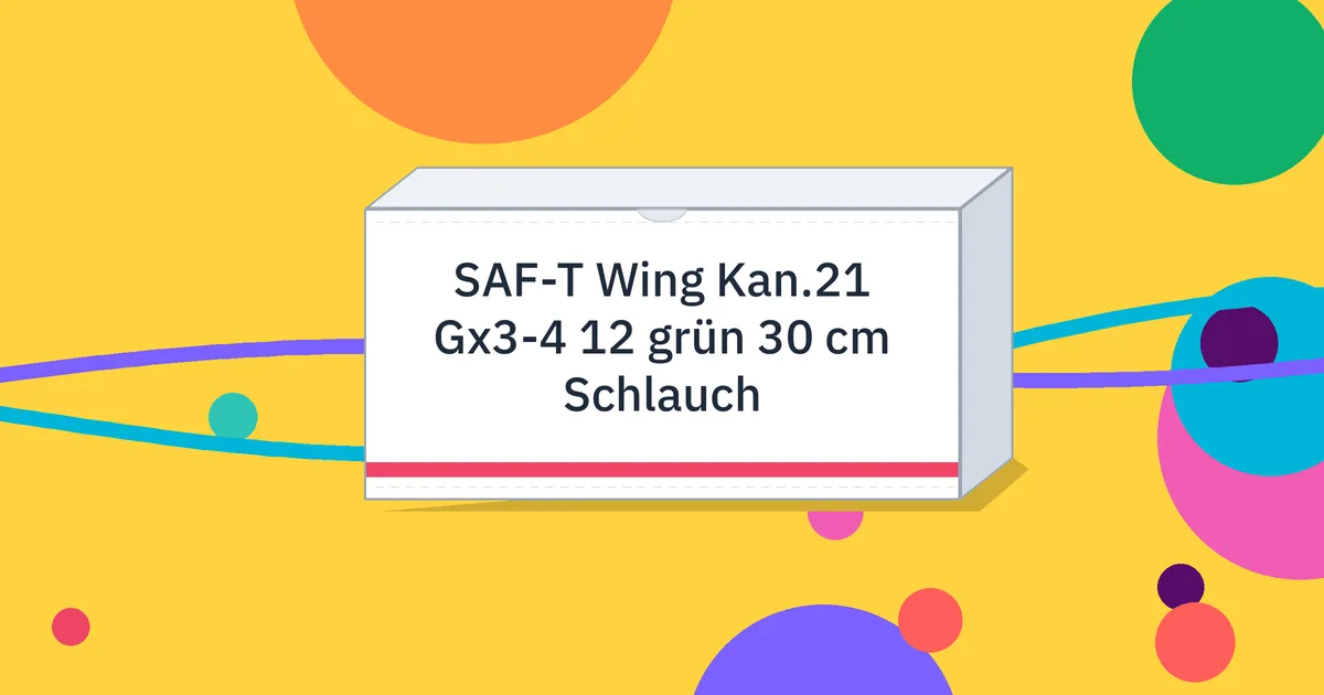 Symbolbild: Packung mit der Aufschrift SAF-T Wing Kan.21 Gx3-4 12 grün 30 cm Schlauch (PZN 09104936) – Verfügbarkeit und Bezug in Apotheken in Frankfurt am Main