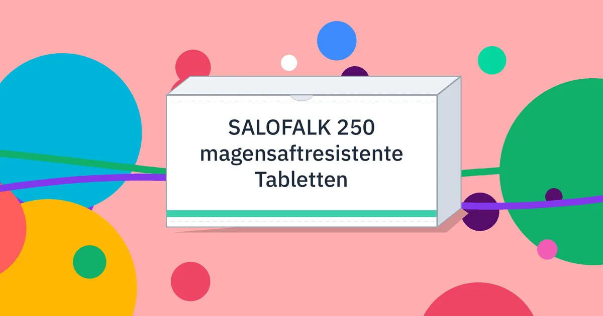 Symbolbild: Packung mit der Aufschrift SALOFALK 250 magensaftresistente Tabletten (PZN 08894830) – Verfügbarkeit und Bezug in Apotheken in Frankfurt am Main