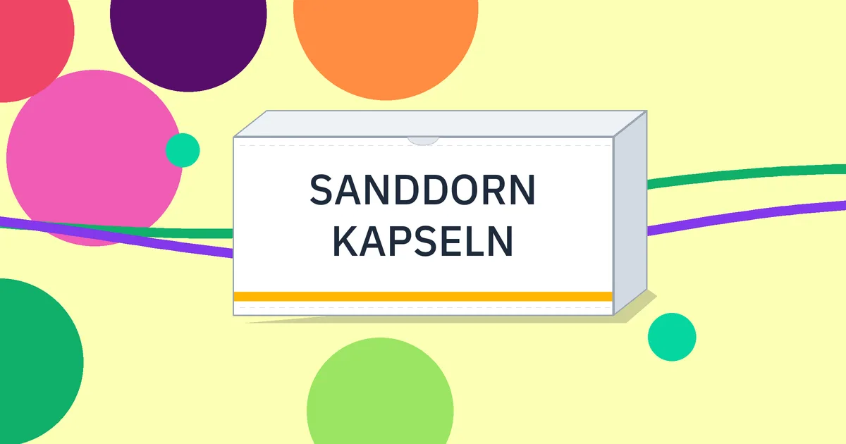 Symbolbild: Packung mit der Aufschrift SANDDORN KAPSELN (PZN 12801082) – Verfügbarkeit und Bezug in Apotheken in Frankfurt am Main
