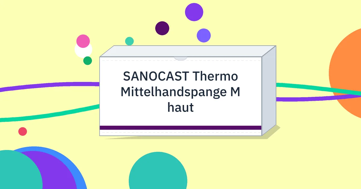 Symbolbild: Packung mit der Aufschrift SANOCAST Thermo Mittelhandspange M haut (PZN 15259991) – Verfügbarkeit und Bezug in Apotheken in Frankfurt am Main