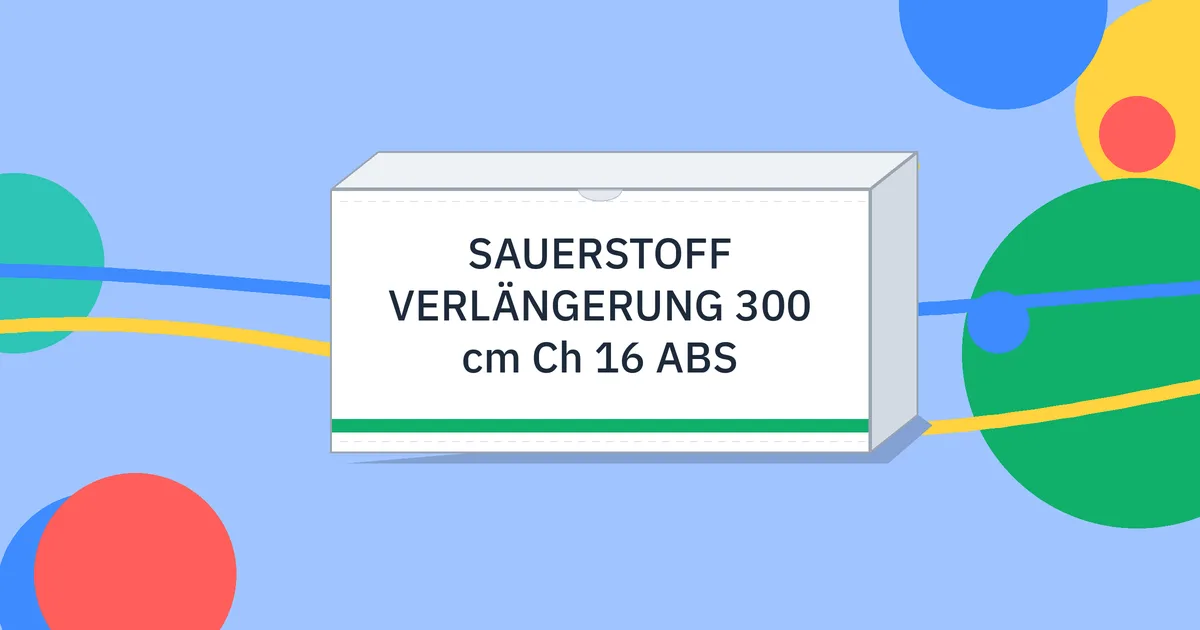 Symbolbild: Packung mit der Aufschrift SAUERSTOFF VERLÄNGERUNG 300 cm Ch 16 ABS (PZN 17488632) – Verfügbarkeit und Bezug in Apotheken in Frankfurt am Main
