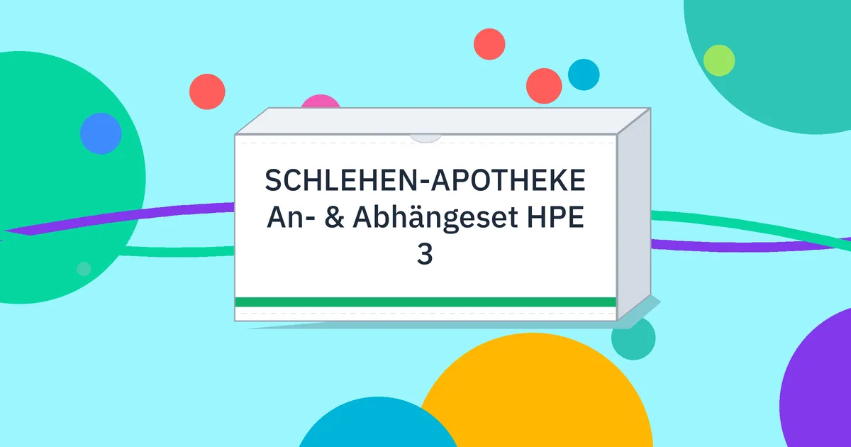 Symbolbild: Packung mit der Aufschrift SCHLEHEN-APOTHEKE An- & Abhängeset HPE 3 (PZN 18702375) – Verfügbarkeit und Bezug in Apotheken in Frankfurt am Main