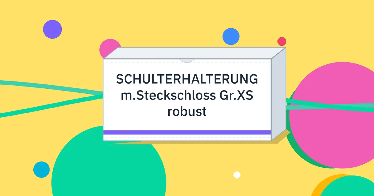 Symbolbild: Packung mit der Aufschrift SCHULTERHALTERUNG m.Steckschloss Gr.XS robust (PZN 11568092) – Verfügbarkeit und Bezug in Apotheken in Frankfurt am Main