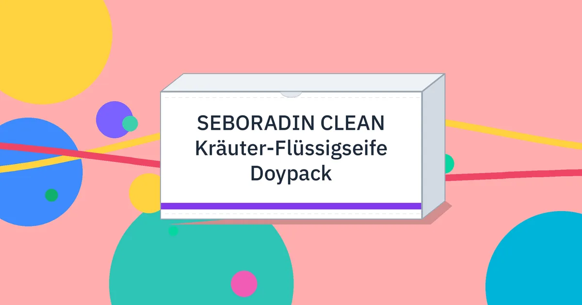 Symbolbild: Packung mit der Aufschrift SEBORADIN CLEAN Kräuter-Flüssigseife Doypack (PZN 18403052) – Verfügbarkeit und Bezug in Apotheken in Frankfurt am Main
