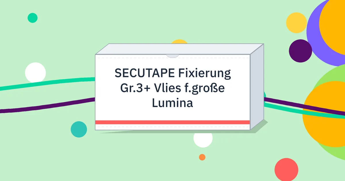 Symbolbild: Packung mit der Aufschrift SECUTAPE Fixierung Gr.3+ Vlies f.große Lumina (PZN 19957901) – Verfügbarkeit und Bezug in Apotheken in Frankfurt am Main
