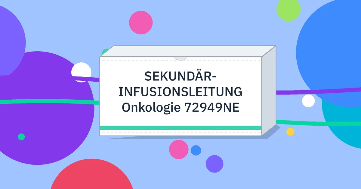 Symbolbild: Packung mit der Aufschrift SEKUNDÄR-INFUSIONSLEITUNG Onkologie 72949NE (PZN 13589253) – Verfügbarkeit und Bezug in Apotheken in Frankfurt am Main