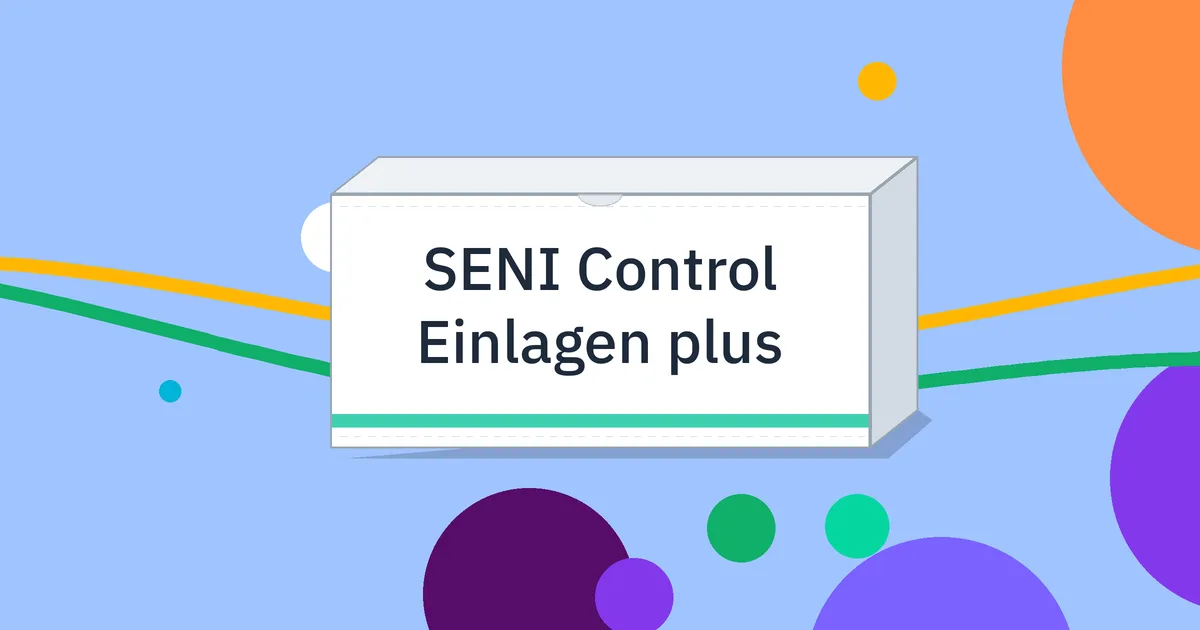 Symbolbild: Packung mit der Aufschrift SENI Control Einlagen plus (PZN 12663906) – Verfügbarkeit und Bezug in Apotheken in Frankfurt am Main