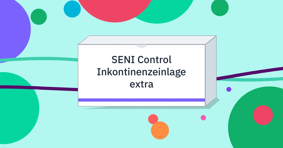 Symbolbild: Packung mit der Aufschrift SENI Control Inkontinenzeinlage extra (PZN 11509988) – Verfügbarkeit und Bezug in Apotheken in Frankfurt am Main