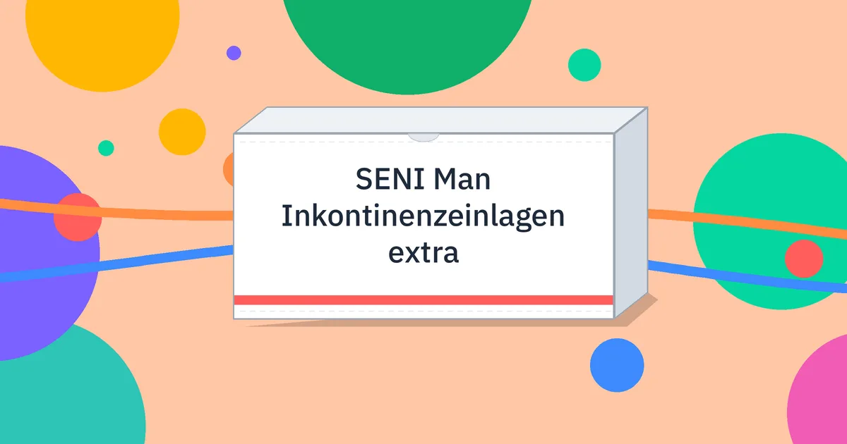 Symbolbild: Packung mit der Aufschrift SENI Man Inkontinenzeinlagen extra (PZN 16916818) – Verfügbarkeit und Bezug in Apotheken in Frankfurt am Main