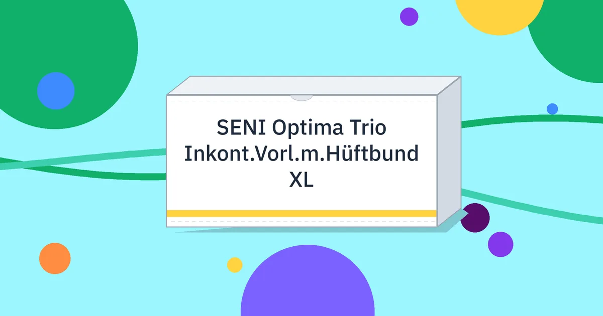 Symbolbild: Packung mit der Aufschrift SENI Optima Trio Inkont.Vorl.m.Hüftbund XL (PZN 18012742) – Verfügbarkeit und Bezug in Apotheken in Frankfurt am Main