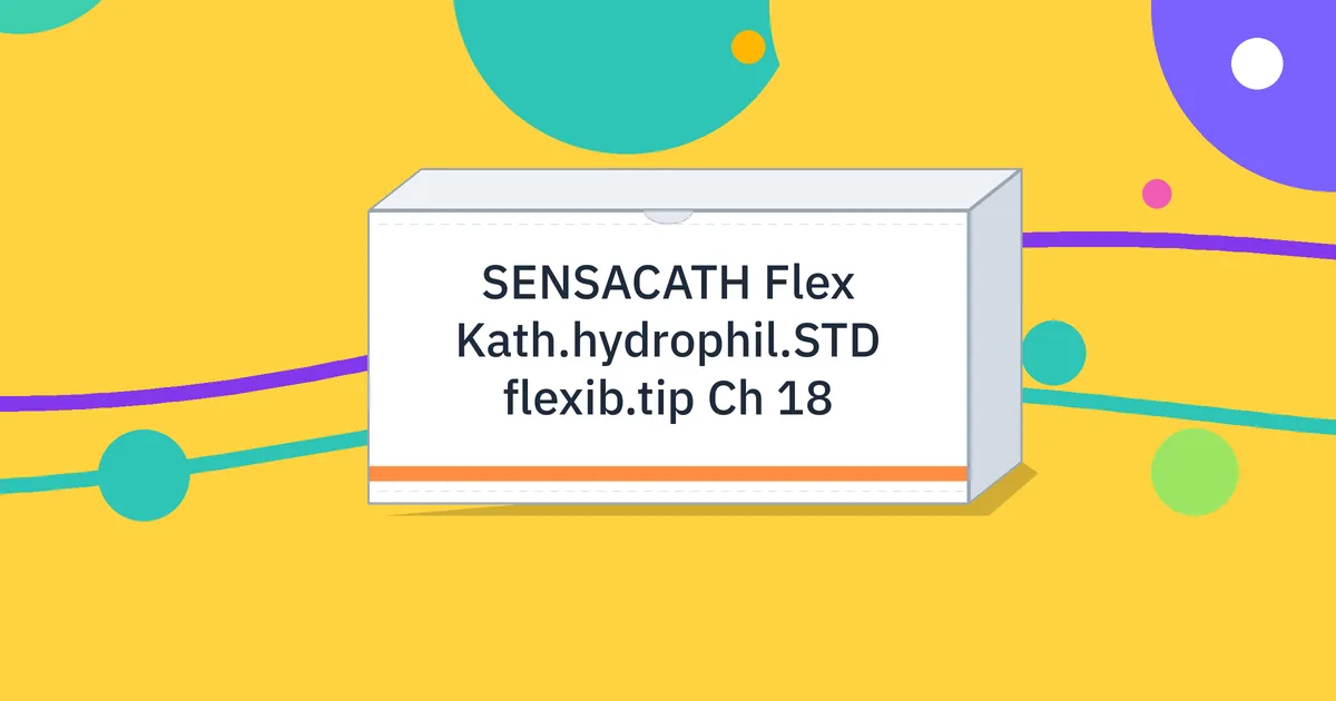 Symbolbild: Packung mit der Aufschrift SENSACATH Flex Kath.hydrophil.STD flexib.tip Ch 18 (PZN 19985180) – Verfügbarkeit und Bezug in Apotheken in Frankfurt am Main