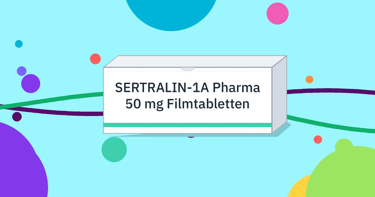 Symbolbild: Packung mit der Aufschrift SERTRALIN-1A Pharma 50 mg Filmtabletten (PZN 01807101) – Verfügbarkeit und Bezug in Apotheken in Frankfurt am Main