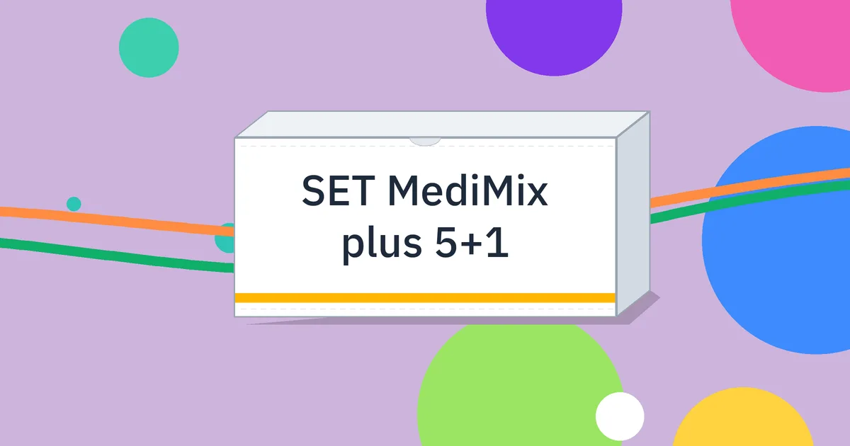Symbolbild: Packung mit der Aufschrift SET MediMix plus 5+1 (PZN 10407398) – Verfügbarkeit und Bezug in Apotheken in Frankfurt am Main