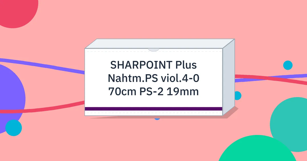 Symbolbild: Packung mit der Aufschrift SHARPOINT Plus Nahtm.PS viol.4-0 70cm PS-2 19mm (PZN 17995145) – Verfügbarkeit und Bezug in Apotheken in Frankfurt am Main