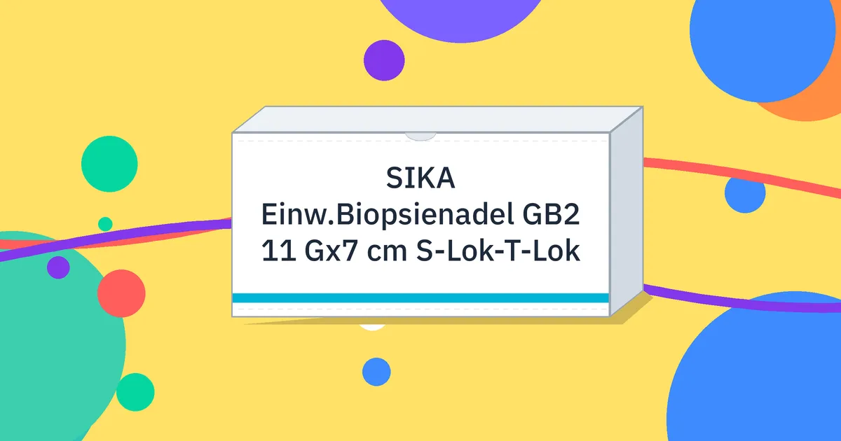 Symbolbild: Packung mit der Aufschrift SIKA Einw.Biopsienadel GB2 11 Gx7 cm S-Lok-T-Lok (PZN 20283448) – Verfügbarkeit und Bezug in Apotheken in Frankfurt am Main