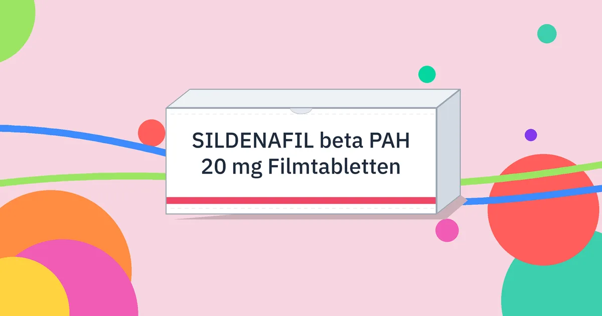 Symbolbild: Packung mit der Aufschrift SILDENAFIL beta PAH 20 mg Filmtabletten (PZN 03507739) – Verfügbarkeit und Bezug in Apotheken in Frankfurt am Main