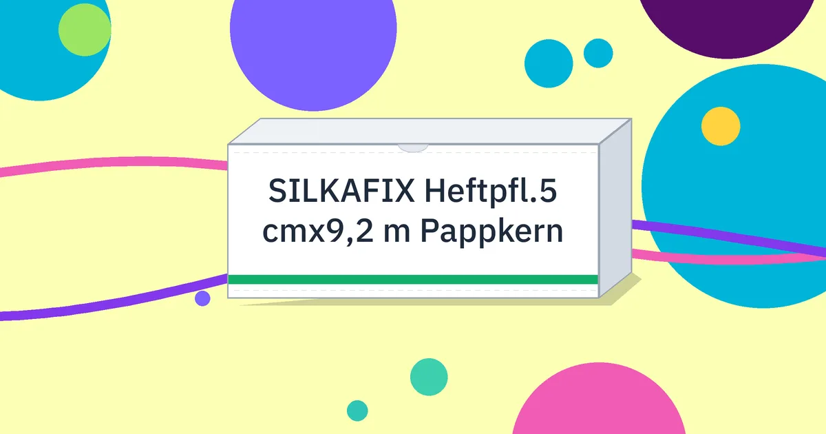 Symbolbild: Packung mit der Aufschrift SILKAFIX Heftpfl.5 cmx9,2 m Pappkern (PZN 18038368) – Verfügbarkeit und Bezug in Apotheken in Frankfurt am Main