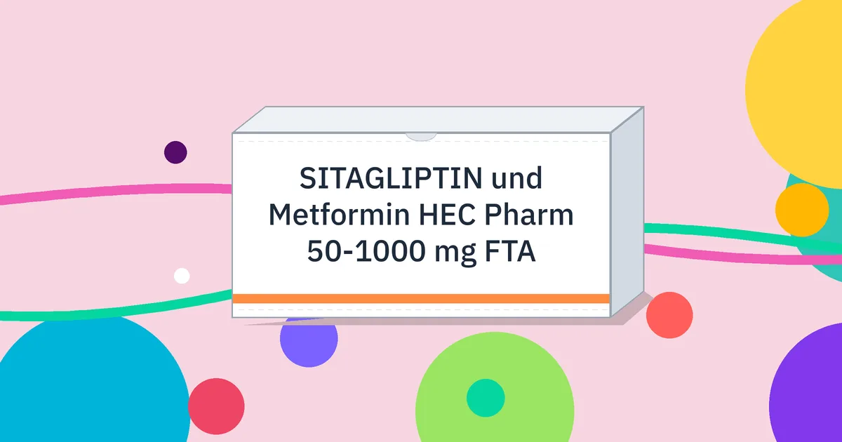 Symbolbild: Packung mit der Aufschrift SITAGLIPTIN und Metformin HEC Pharm 50-1000 mg FTA (PZN 20769665) – Verfügbarkeit und Bezug in Apotheken in Frankfurt am Main