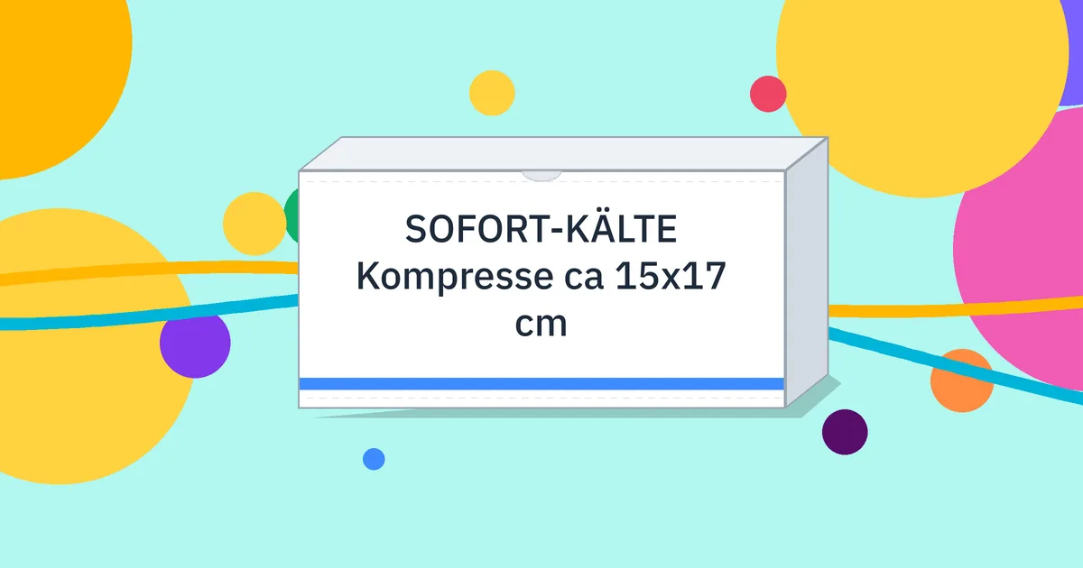 Symbolbild: Packung mit der Aufschrift SOFORT-KÄLTE Kompresse ca 15x17 cm (PZN 20897570) – Verfügbarkeit und Bezug in Apotheken in Frankfurt am Main