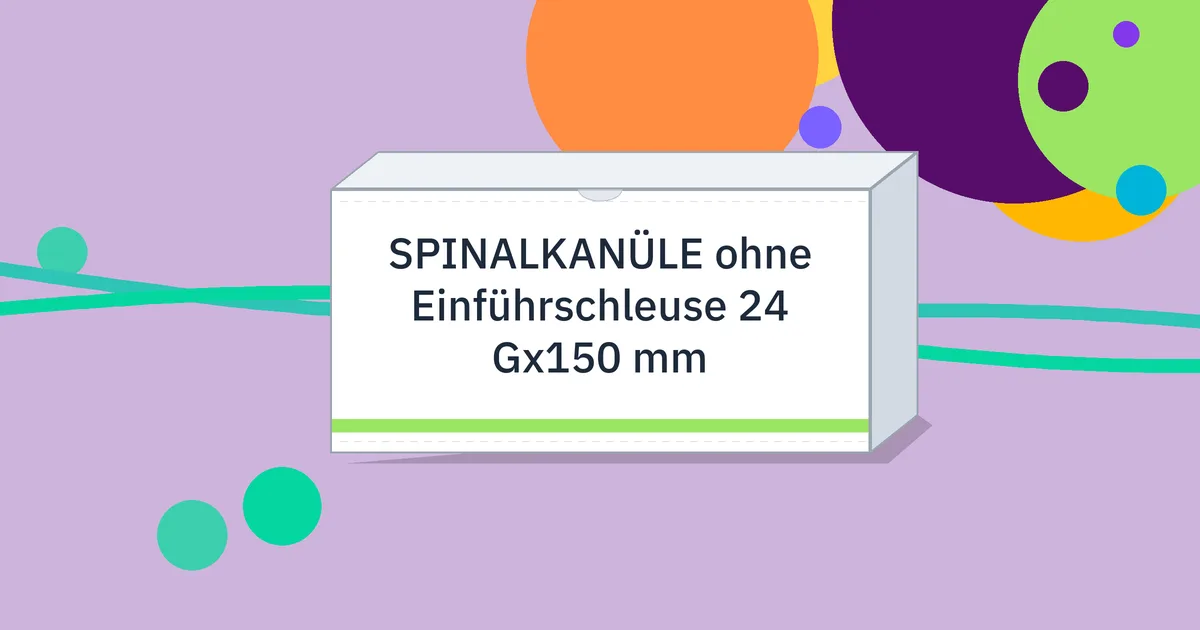 Symbolbild: Packung mit der Aufschrift SPINALKANÜLE ohne Einführschleuse 24 Gx150 mm (PZN 03949325) – Verfügbarkeit und Bezug in Apotheken in Frankfurt am Main
