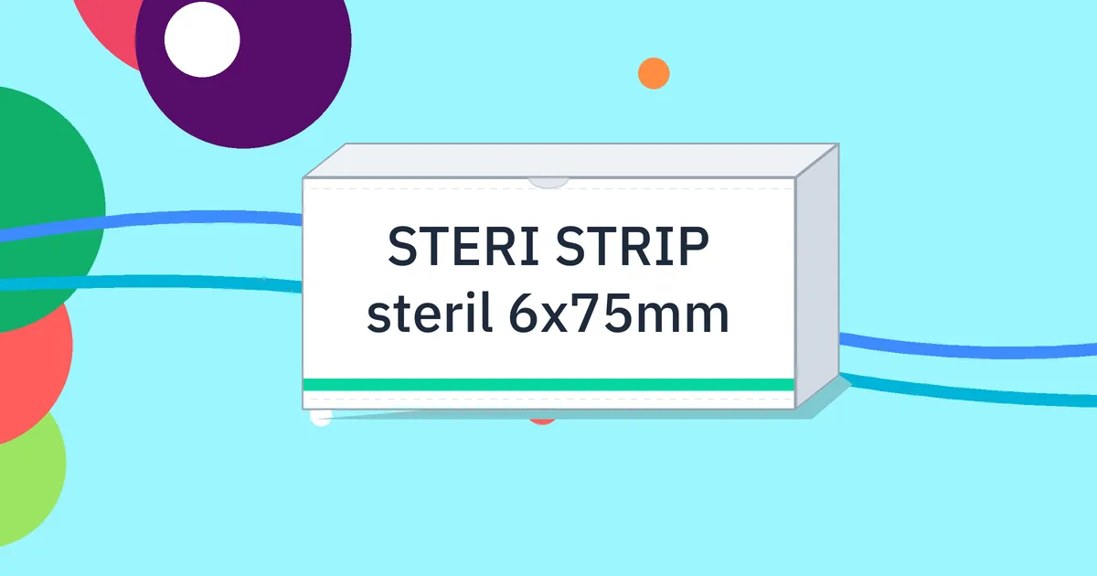 Symbolbild: Packung mit der Aufschrift STERI STRIP steril 6x75mm (PZN 12776941) – Verfügbarkeit und Bezug in Apotheken in Frankfurt am Main