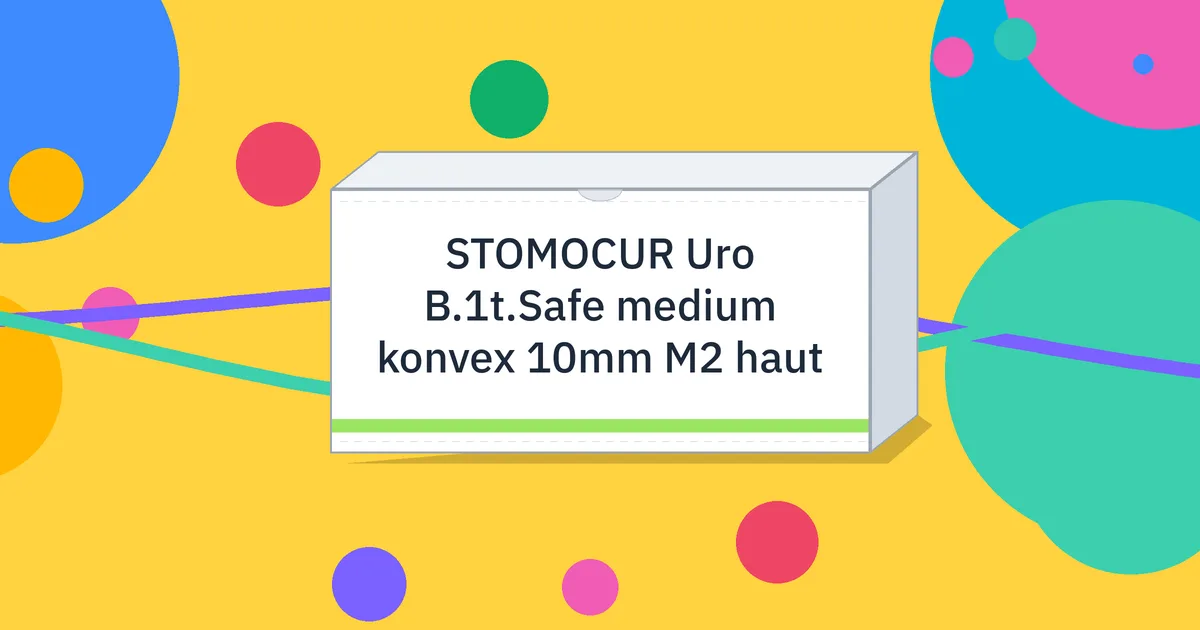 Symbolbild: Packung mit der Aufschrift STOMOCUR Uro B.1t.Safe medium konvex 10mm M2 haut (PZN 18192649) – Verfügbarkeit und Bezug in Apotheken in Frankfurt am Main