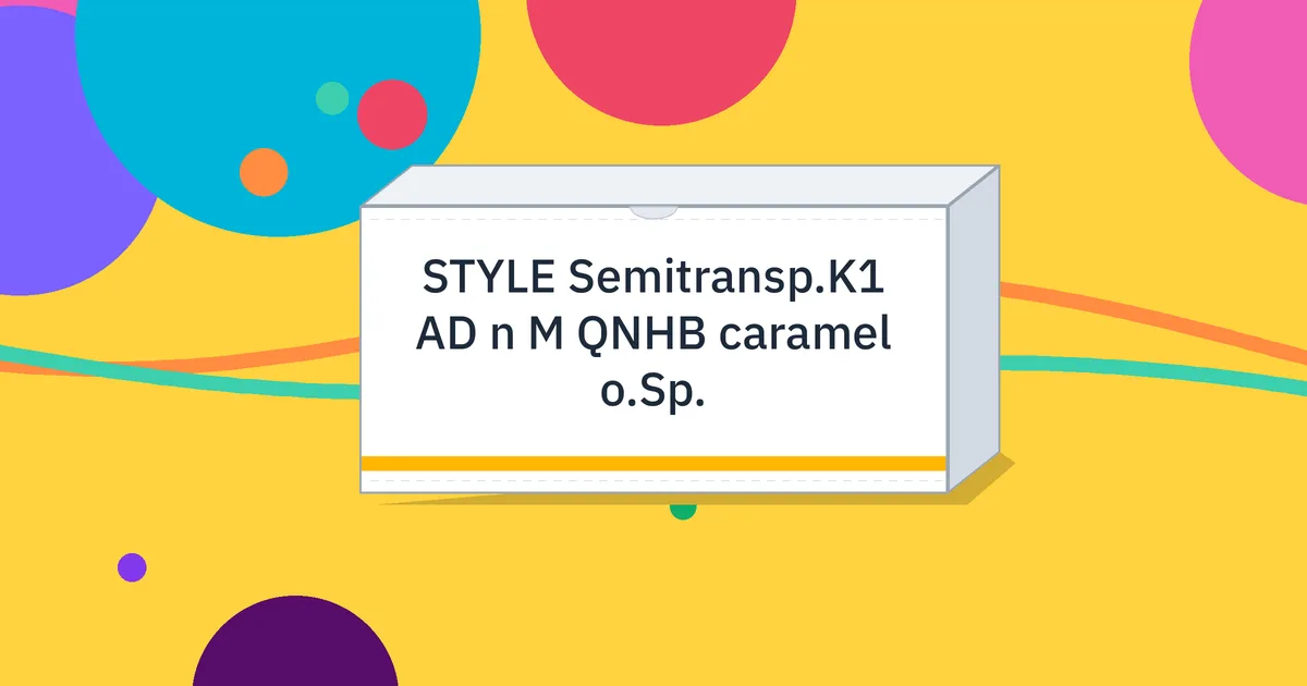Symbolbild: Packung mit der Aufschrift STYLE Semitransp.K1 AD n M QNHB caramel o.Sp. (PZN 18869342) – Verfügbarkeit und Bezug in Apotheken in Frankfurt am Main