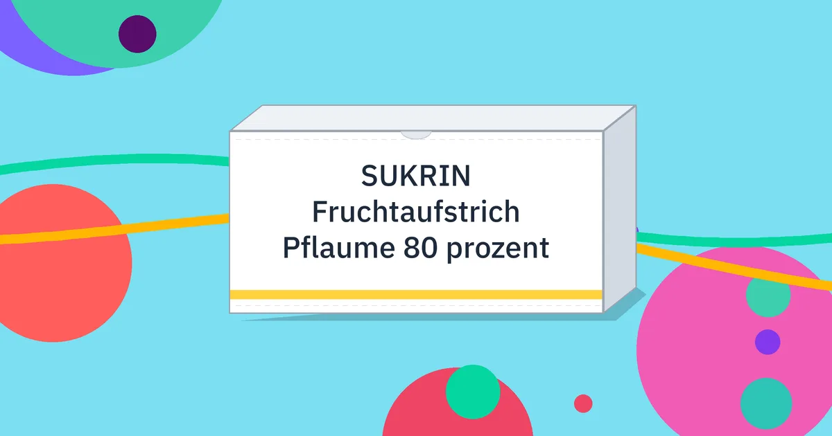 Symbolbild: Packung mit der Aufschrift SUKRIN Fruchtaufstrich Pflaume 80 prozent (PZN 18900394) – Verfügbarkeit und Bezug in Apotheken in Frankfurt am Main