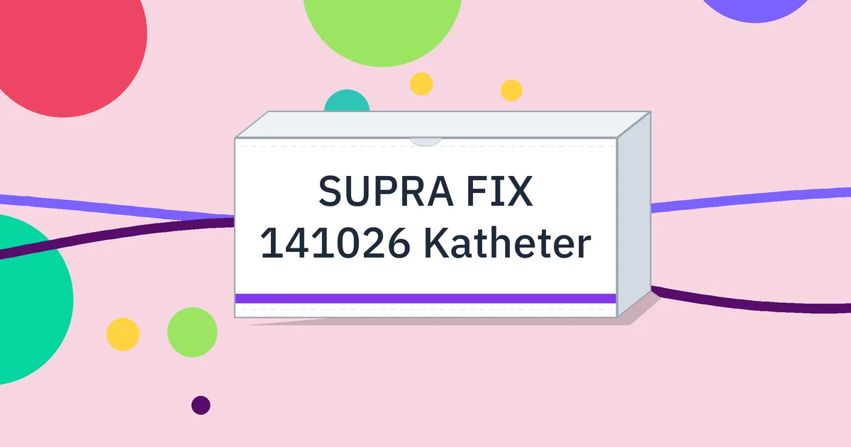 Symbolbild: Packung mit der Aufschrift SUPRA FIX 141026 Katheter (PZN 06679151) – Verfügbarkeit und Bezug in Apotheken in Frankfurt am Main